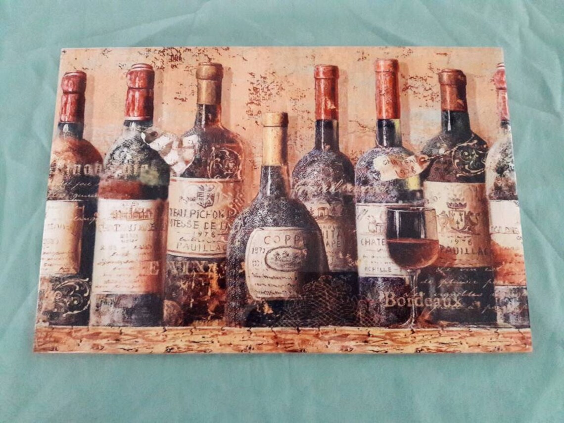 Wine Bar Ceramic Wall Art Tile, 8" by 12" Glossy Finish, With or ...