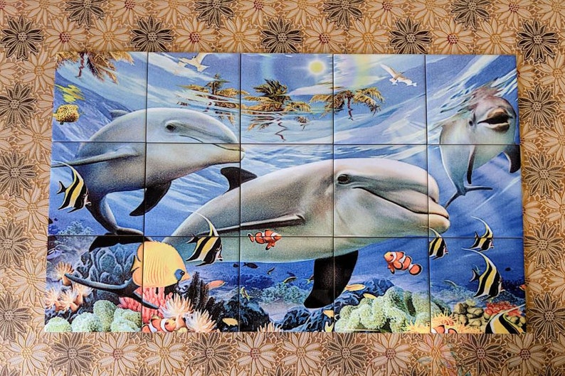 Dolphins Ceramic Tile Mural. - Etsy