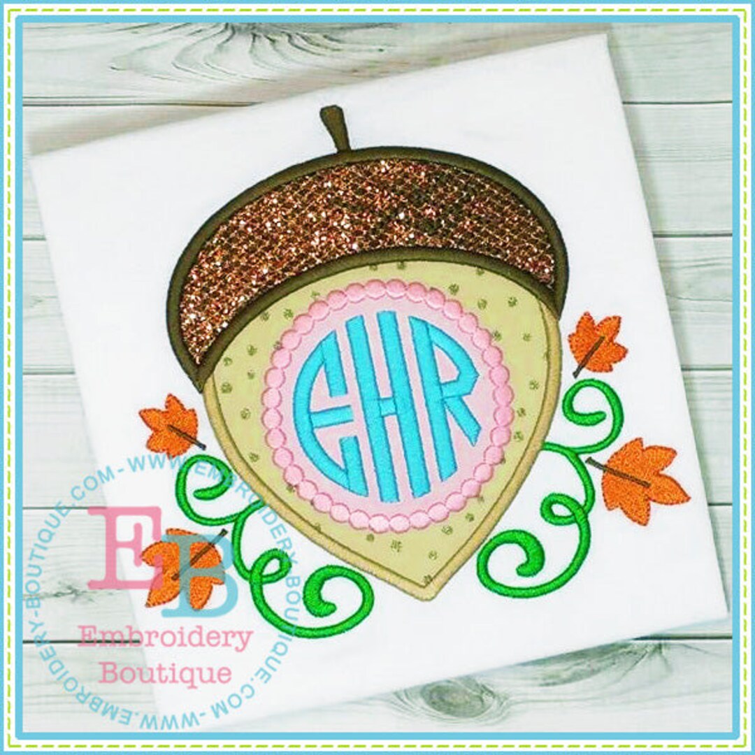 Monogrammed Acorn Applique, INSTANT DOWNLOAD, Multiple Sizes & Formats ...