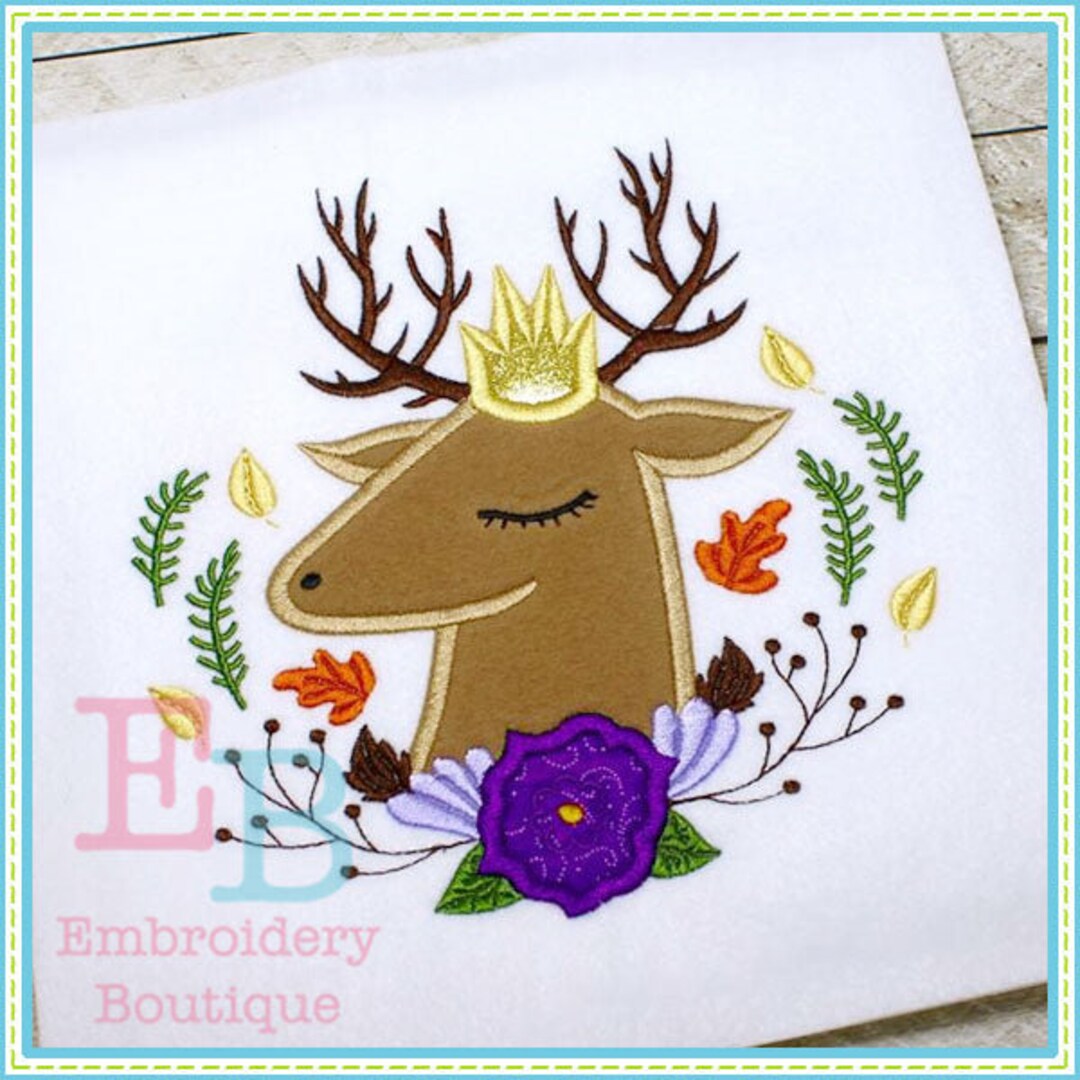 Deer Crown Applique, INSTANT DOWNLOAD, Multiple Sizes & Formats ...