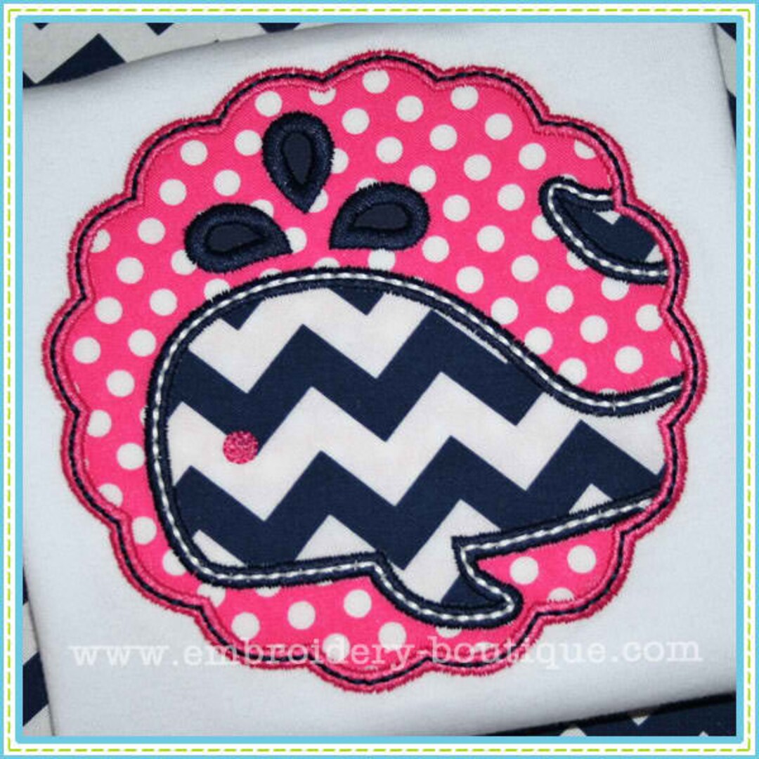 Scalloped Whale Patch: Machine Applique Embroidery Design (digital File ...