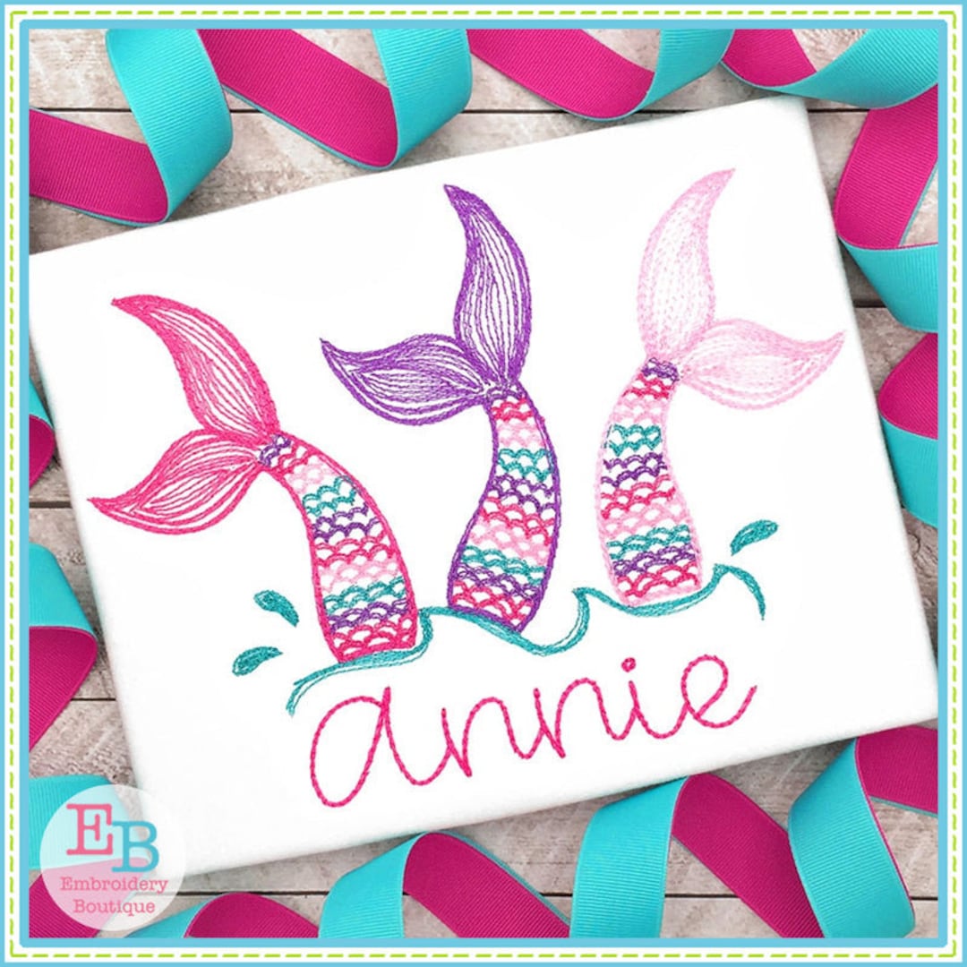 Mermaid Tails Embroidery Design: Fun Ocean Theme (digital File) - Etsy