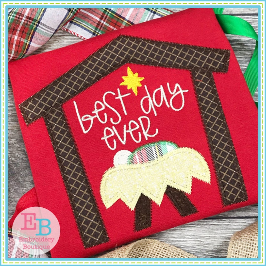 Nativity Scene Zigzag Applique Design: Christmas Embroidery File ...