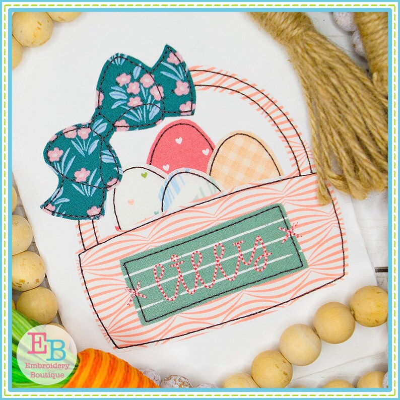 Eggs Bow Basket Applique INSTANT DOWNLOAD Multiple Sizes & - Etsy