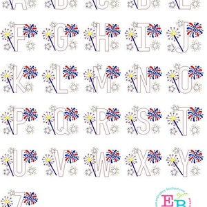 Firework Applique Alphabet, INSTANT DOWNLOAD, Multiple Sizes and ...