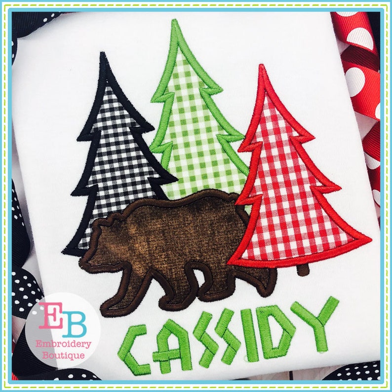Bear Trees Satin Applique Design INSTANT DOWNLOAD Multiple - Etsy