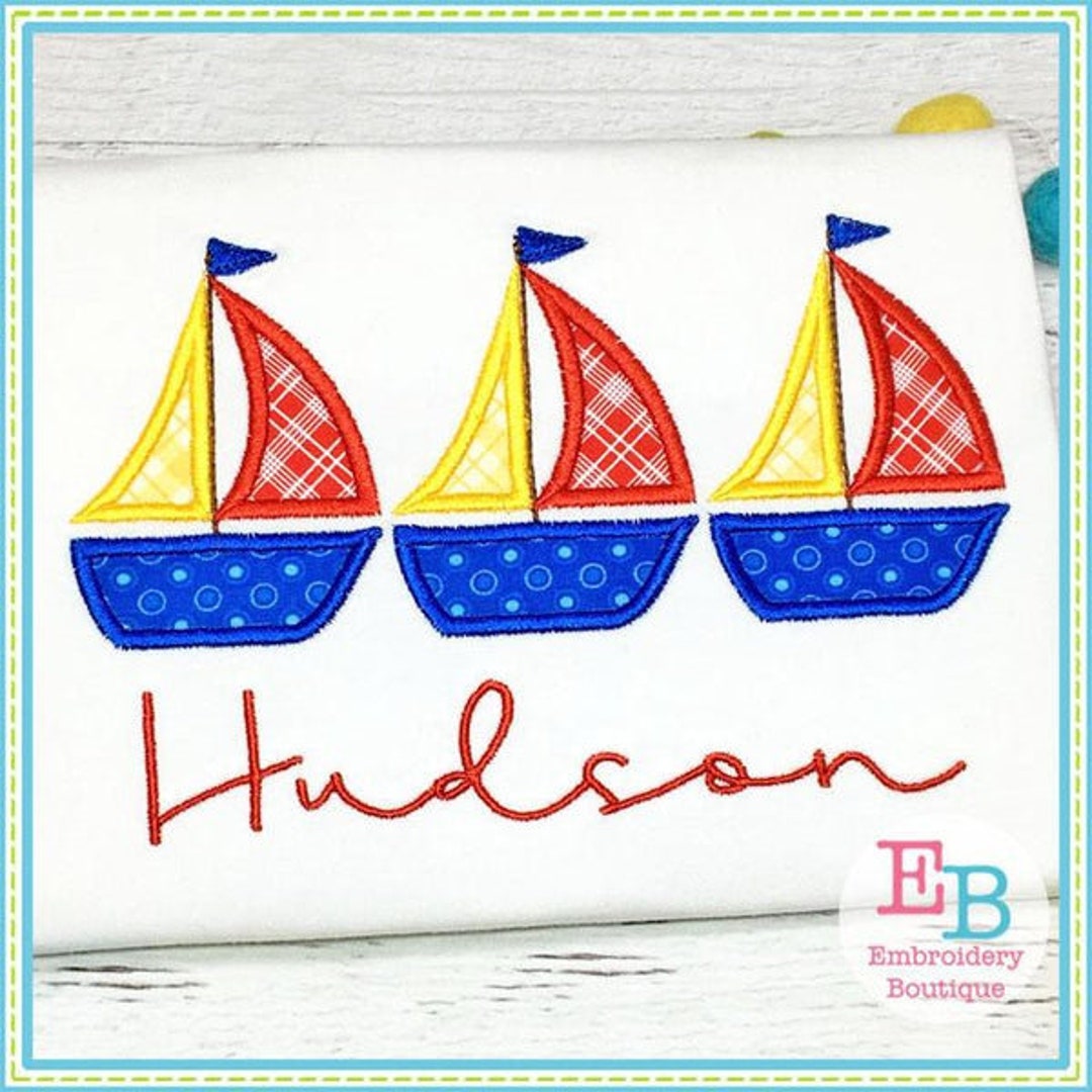 Sailboat Trio Applique, INSTANT DOWNLOAD, Multiple Sizes & Formats ...