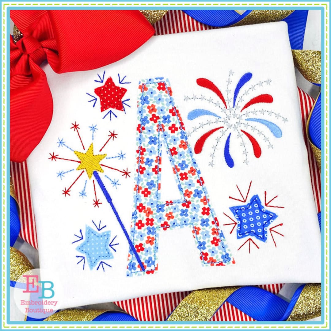 Firework Applique Alphabet, INSTANT DOWNLOAD, Multiple Sizes and ...