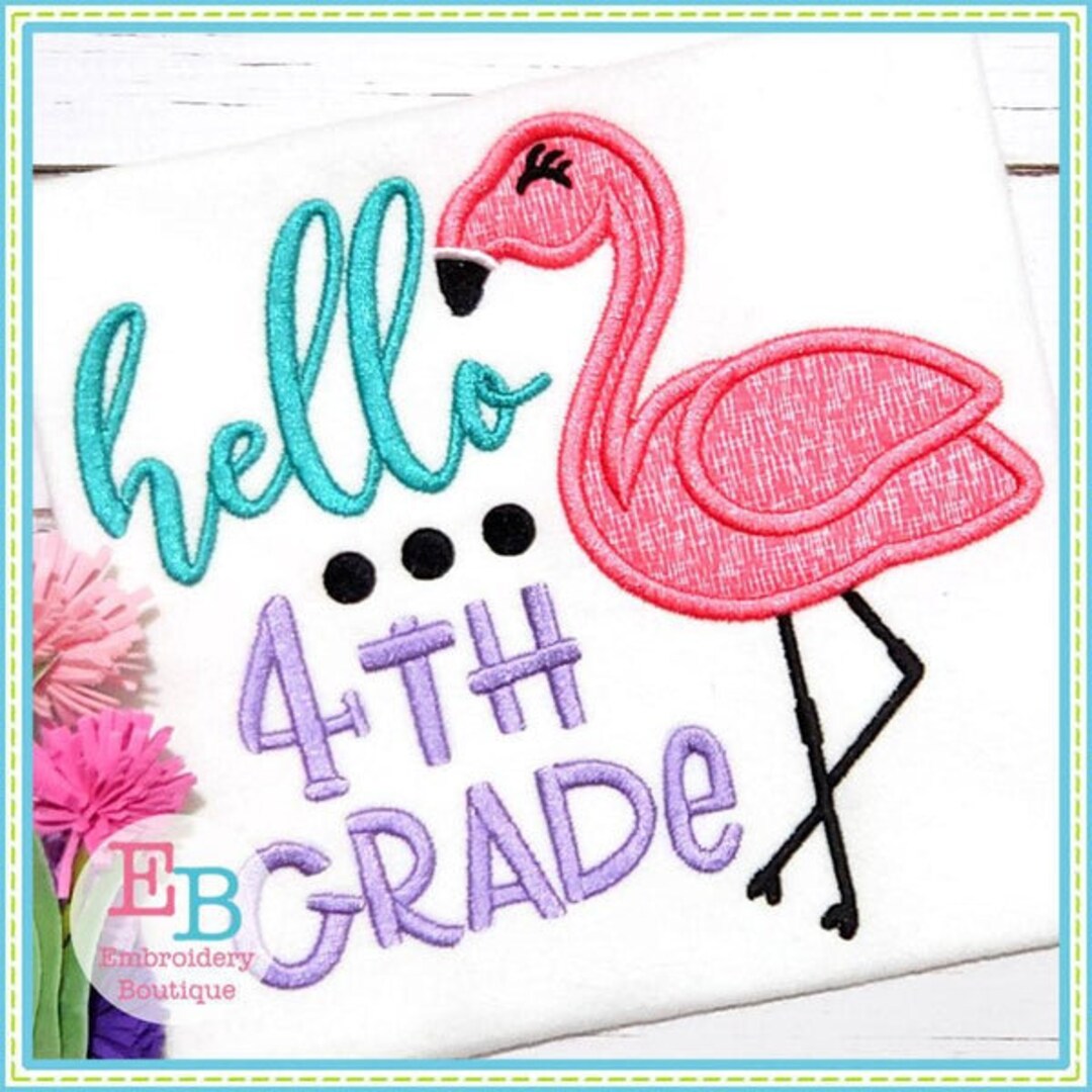 Hello Fourth Grade Applique, INSTANT DOWNLOAD, Multiple Sizes & Formats ...