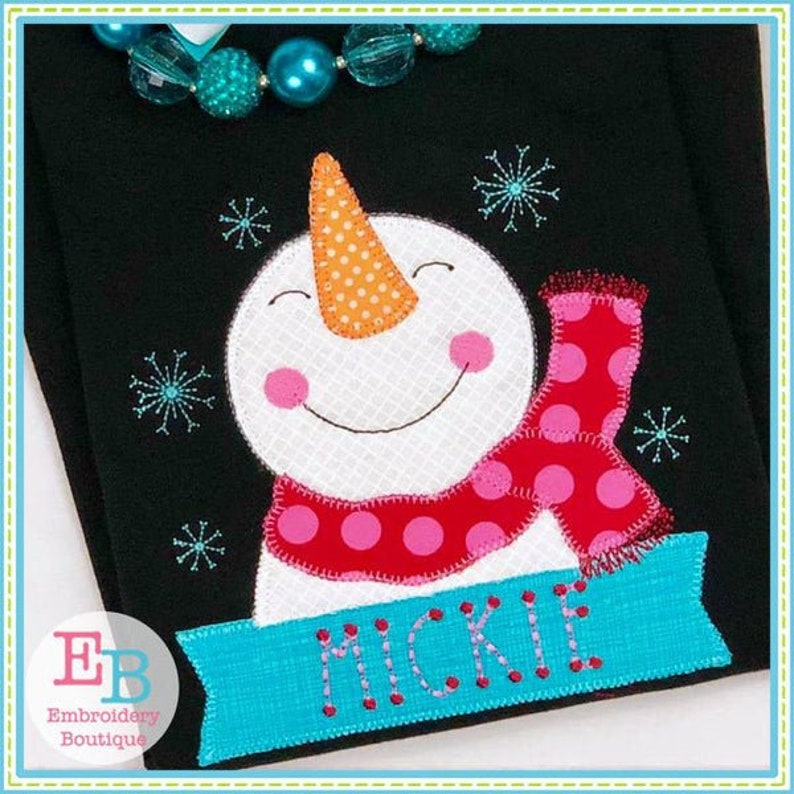 Snowman Banner Applique INSTANT DOWNLOAD Multiple Sizes & - Etsy