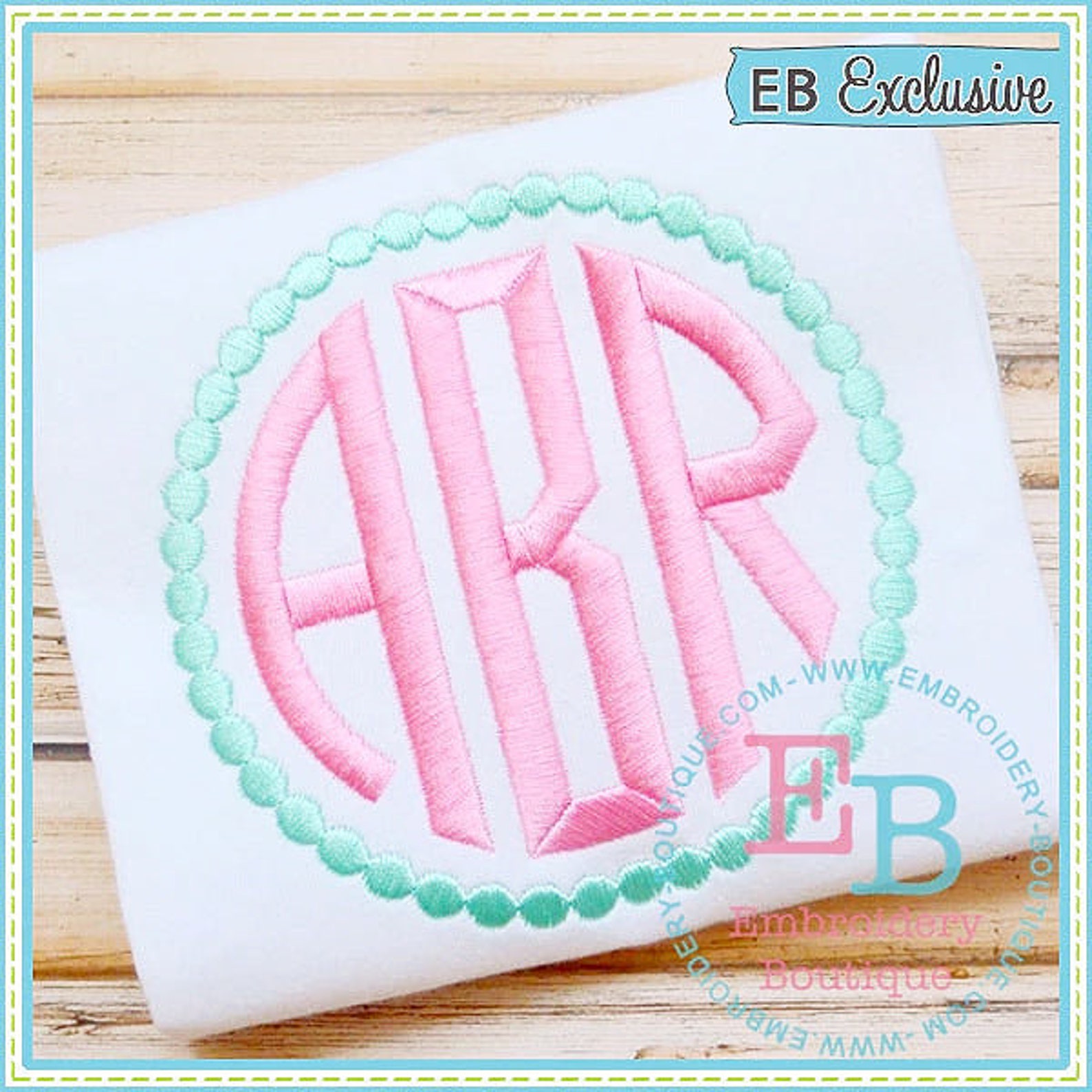 Circle Monogram Embroidery Font: Machine Embroidery Design (digital ...