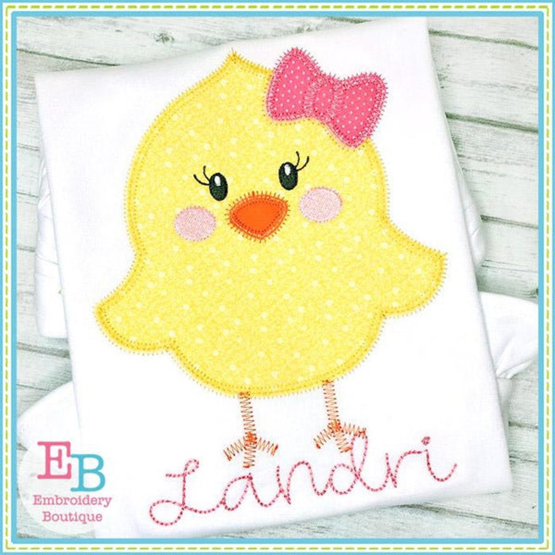 Little Chick Girl Zigzag Applique, INSTANT DOWNLOAD, Multiple Sizes ...