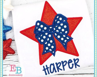 Star Bow Machine Embroidery Applique Design - Etsy