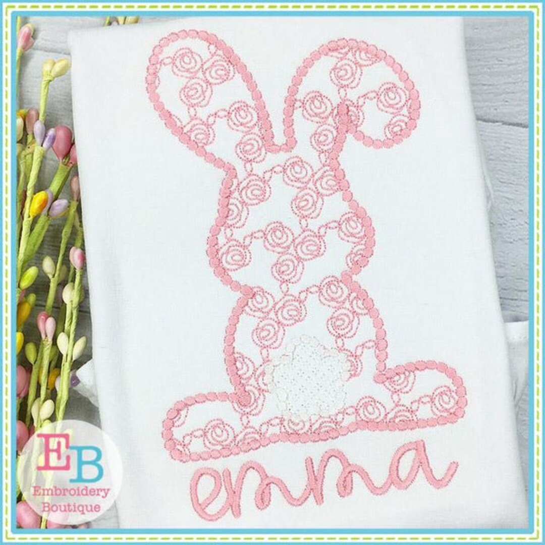 Bunny Backside Rose Motif Design, INSTANT DOWNLOAD, Multiple Sizes ...