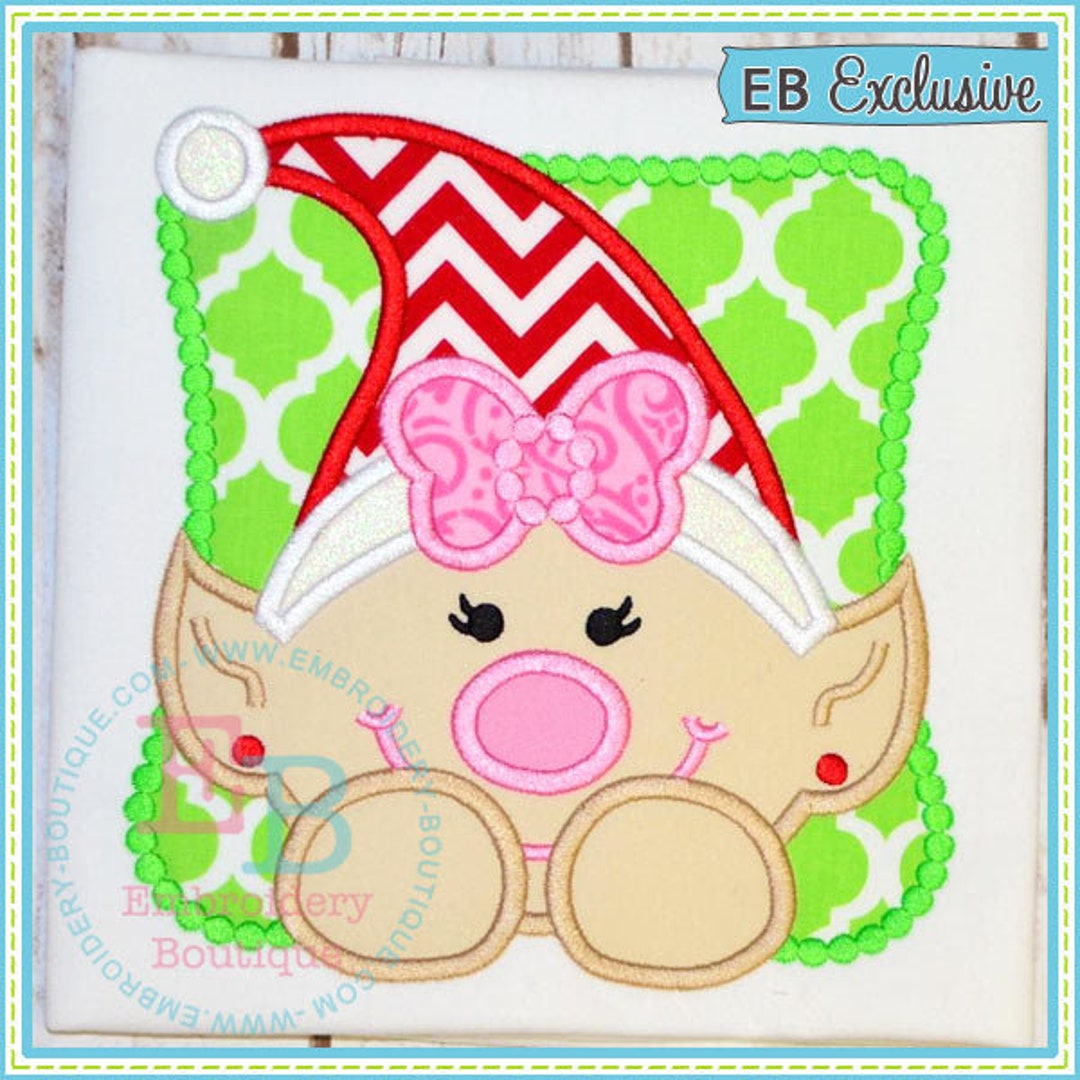 Girl Elf Peeker Applique, INSTANT DOWNLOAD, Multiple Sizes & Formats ...