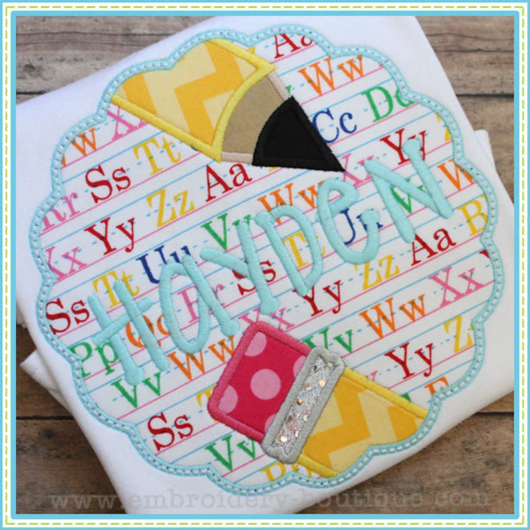 Scalloped Pencil Patch Applique: Machine Embroidery Digital File ...