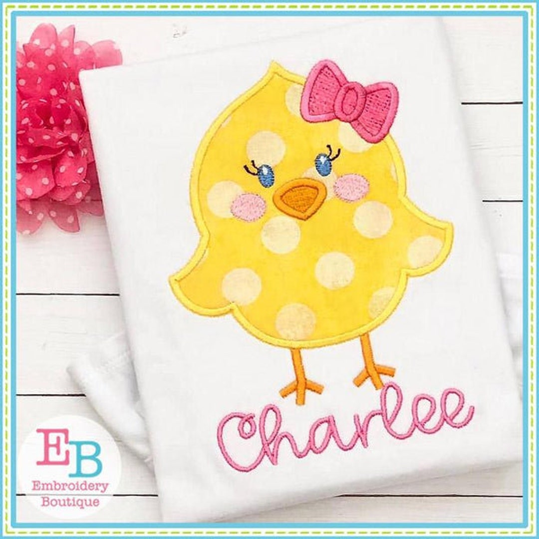 Little Chick Girl Satin Applique, INSTANT DOWNLOAD, Multiple Sizes ...