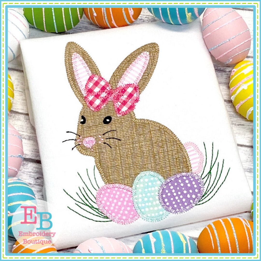 Bunny Eggs Zigzag Applique, INSTANT DOWNLOAD, Multiple Sizes & Formats ...