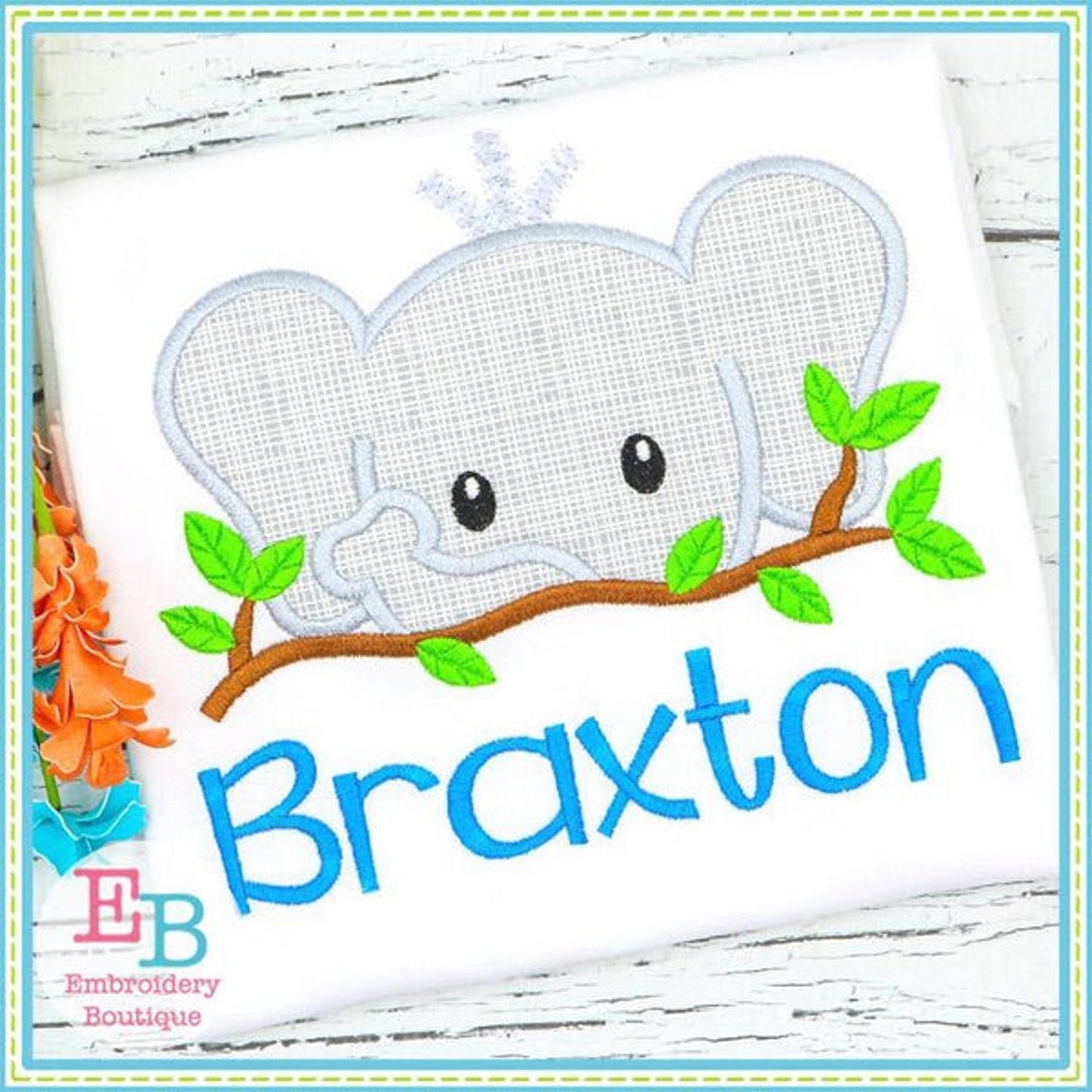 Elephant Peeker Applique, INSTANT DOWNLOAD, Multiple Sizes & Formats ...