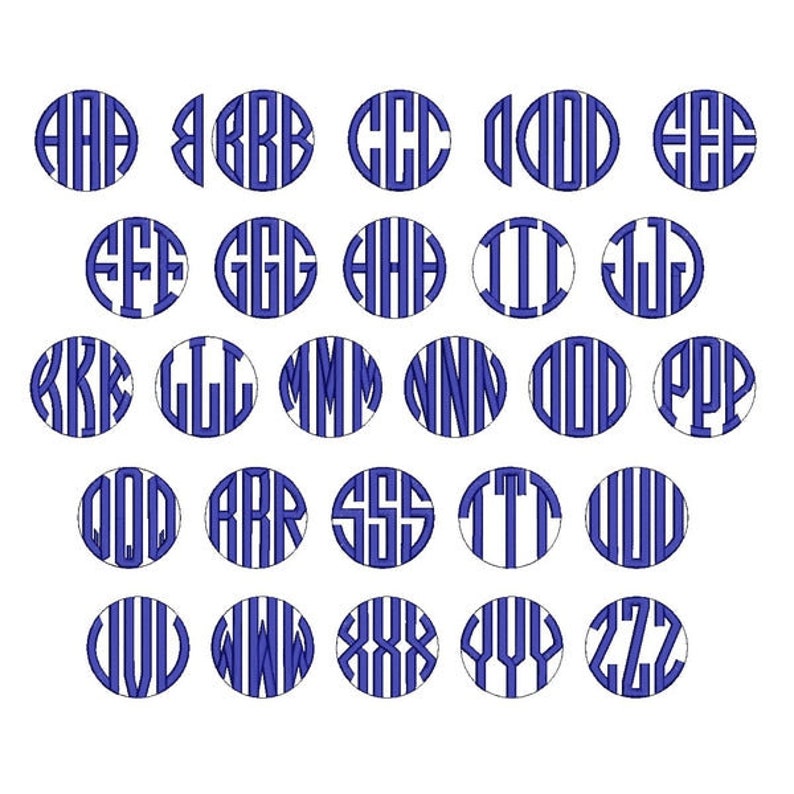 Circle Monogram Embroidery Font: Machine Embroidery Design (digital ...