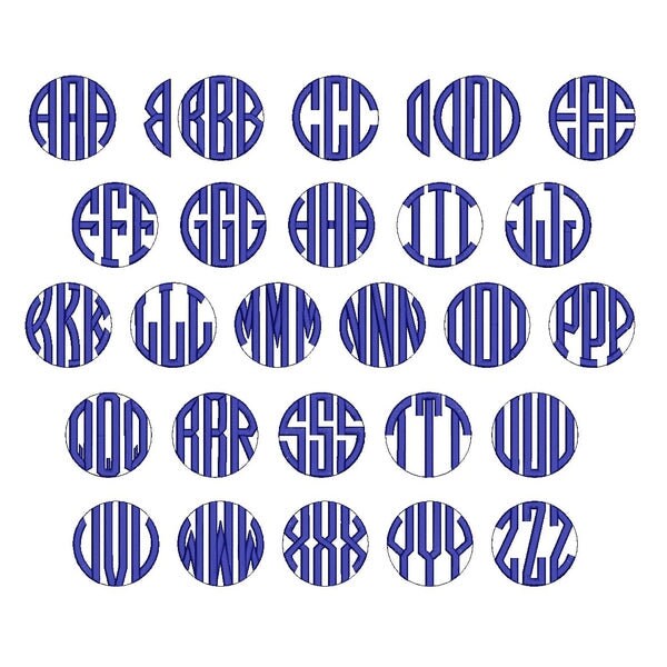 Circle Monogram Embroidery Font: Machine Embroidery Design (digital ...