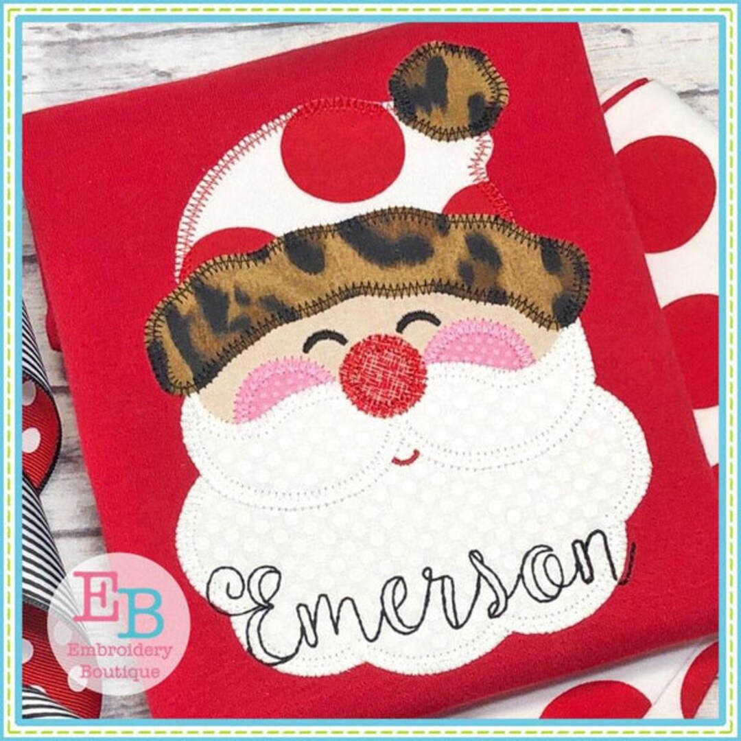 Santa Closed Eyes Zigzag Applique, INSTANT DOWNLOAD, Multiple Sizes ...