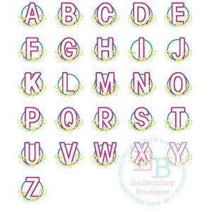 Swirl Circle Applique Alphabet, INSTANT DOWNLOAD, Multiple Sizes and ...