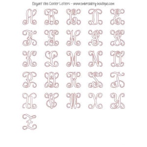 Floss Stitch Elegant Vine Applique Alphabet, INSTANT DOWNLOAD, Multiple ...