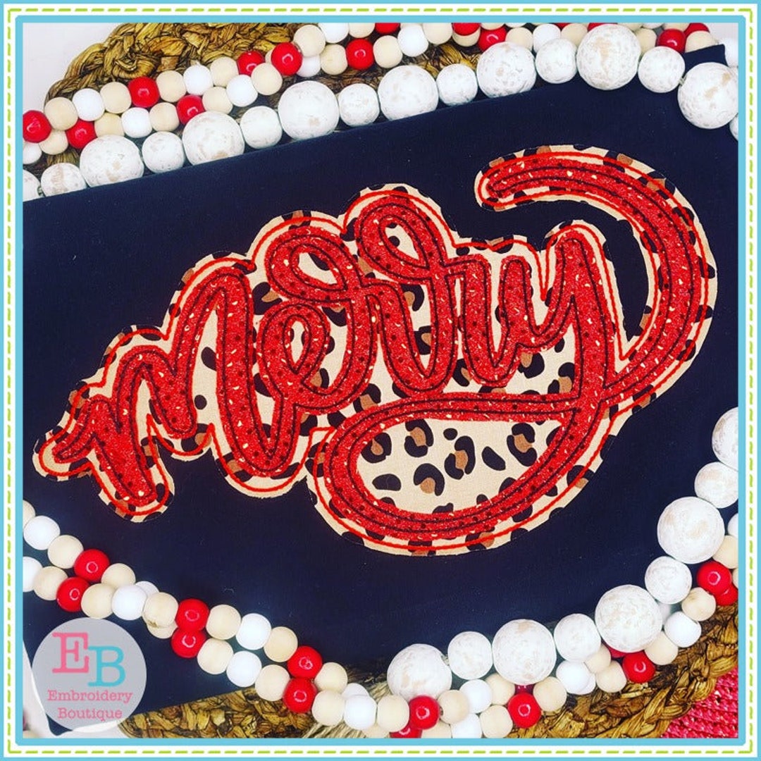 Merry Applique: Festive Machine Embroidery Design (instant Download) - Etsy