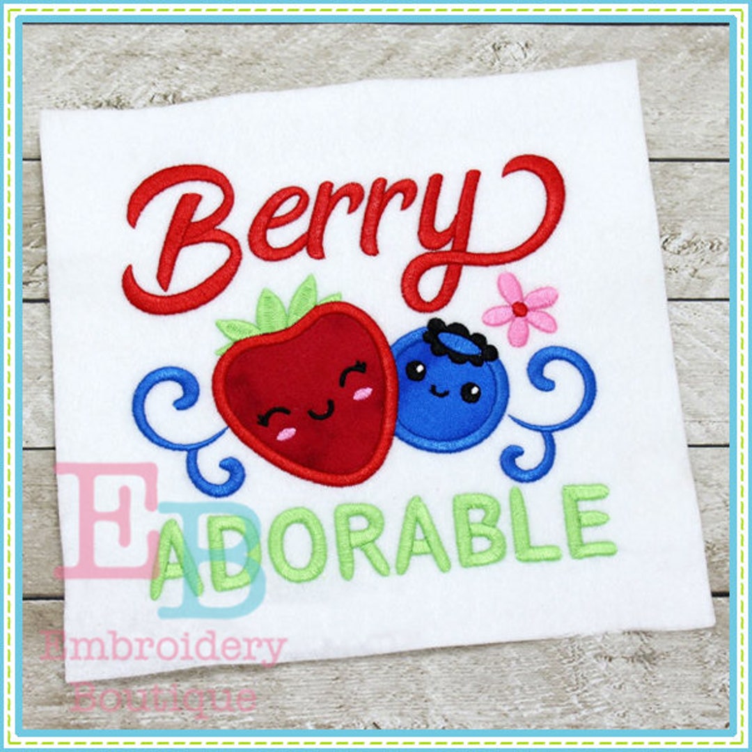 Berry Adorable Applique, INSTANT DOWNLOAD, Multiple Sizes & Formats ...