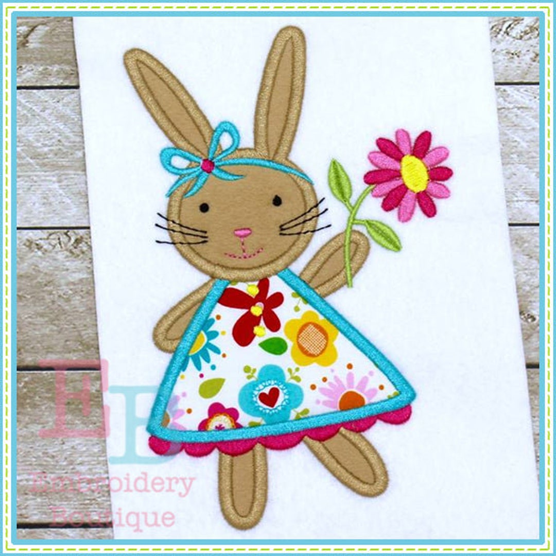 Bunny Dress Applique, INSTANT DOWNLOAD, Multiple Sizes & Formats ...