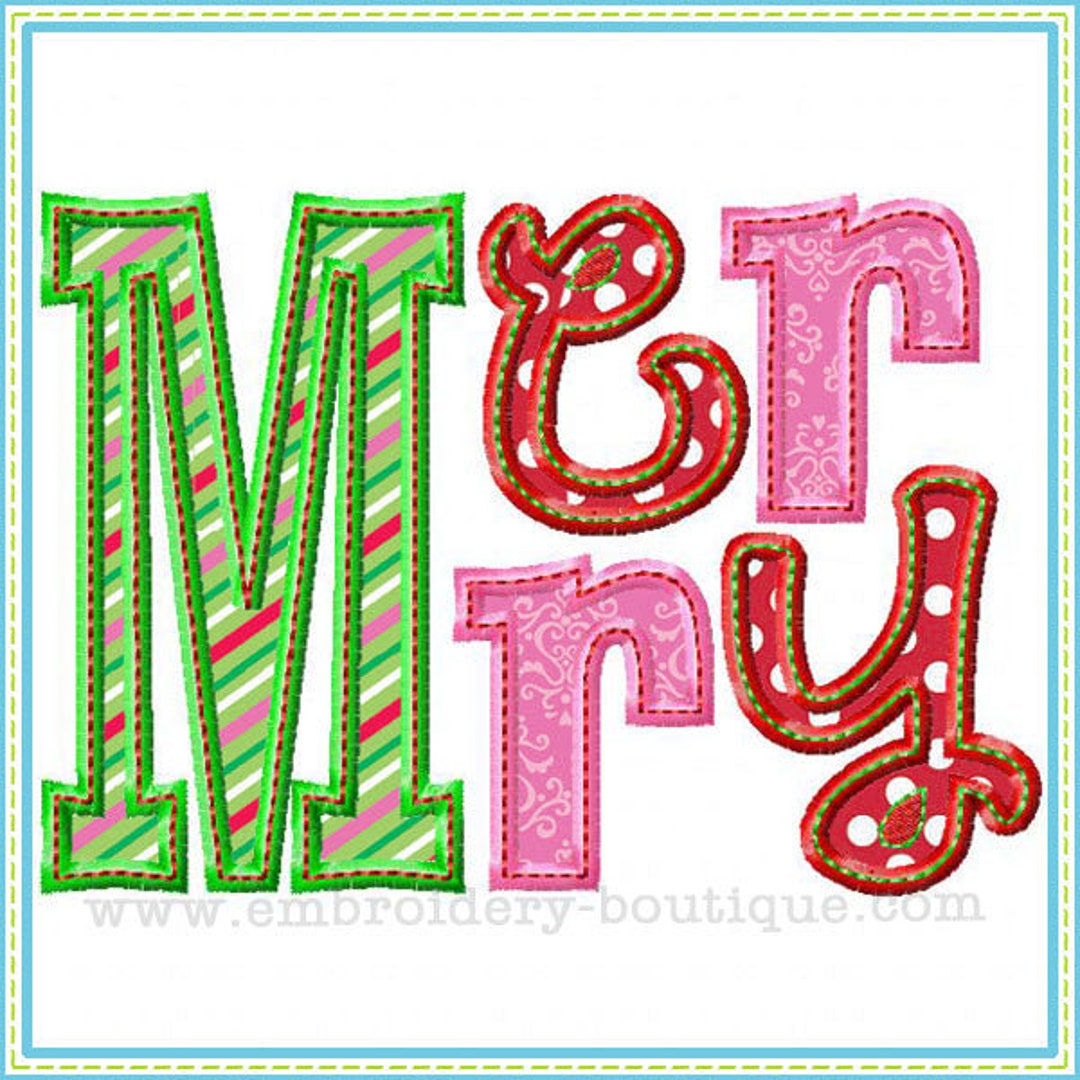 Merry Applique, INSTANT DOWNLOAD, Multiple Sizes & Formats, Machine ...