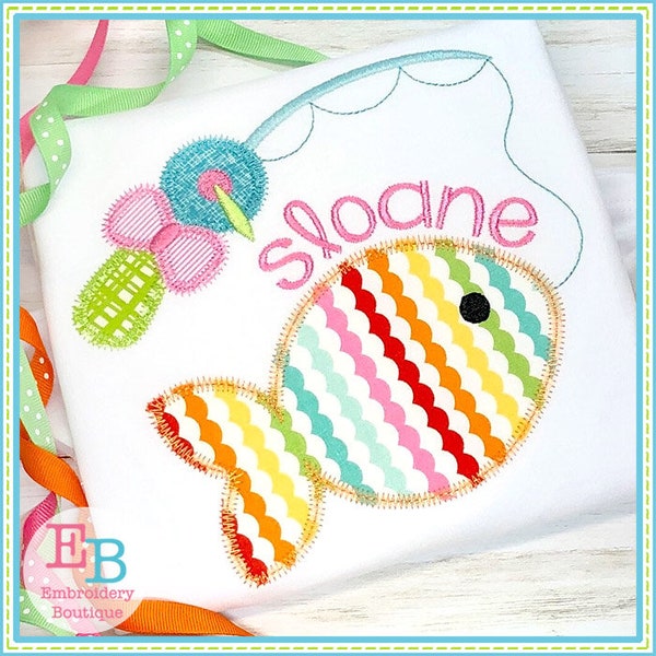 Fishing Applique - Etsy