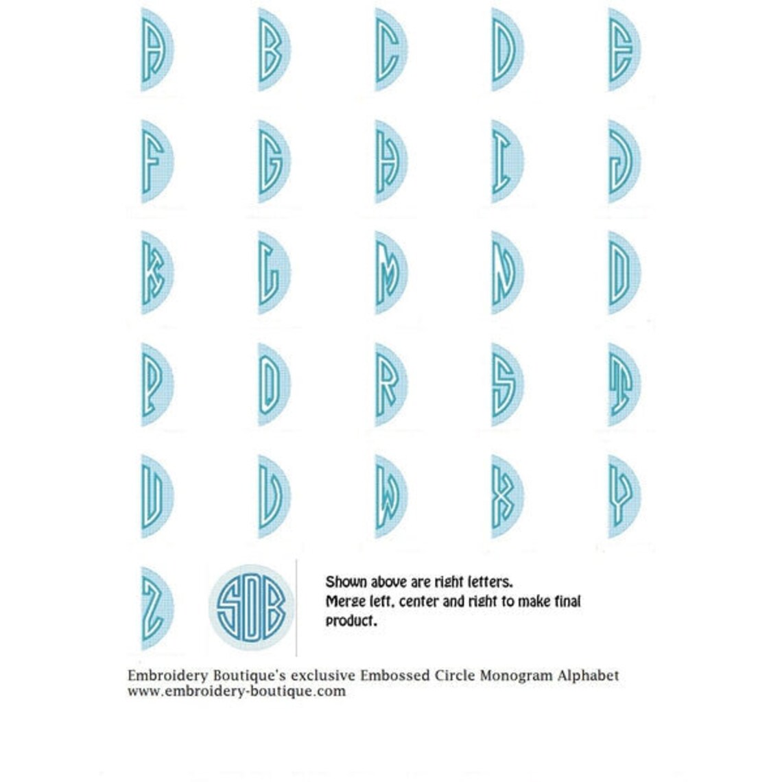 Embossed Circle Monogram Embroidery Font: Machine Embroidery Digital ...
