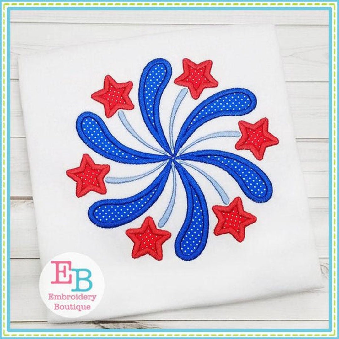 Firework 2 Applique, 4th July Design, INSTANT DOWNLOAD, Multiple Sizes ...