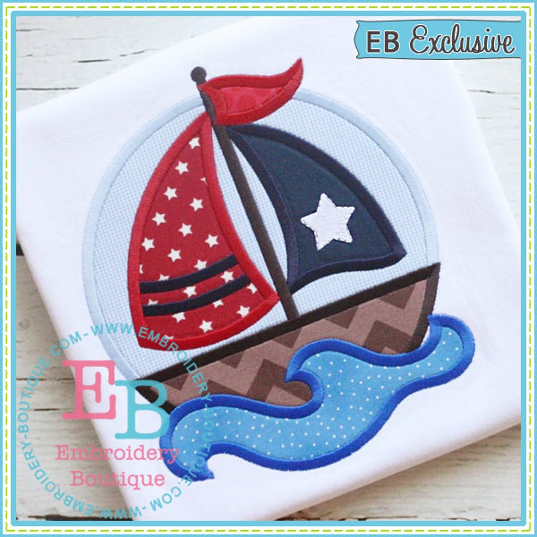Sailboat Circle Applique, INSTANT DOWNLOAD, Multiple Sizes & Formats ...