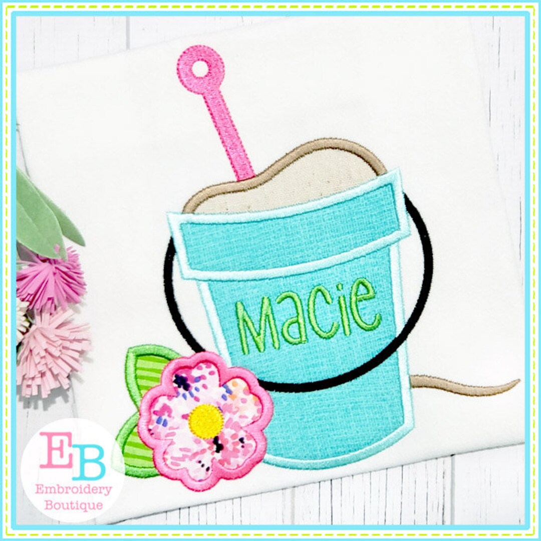 Sand Bucket With Flower Satin Applique, INSTANT DOWNLOAD, Multiple ...