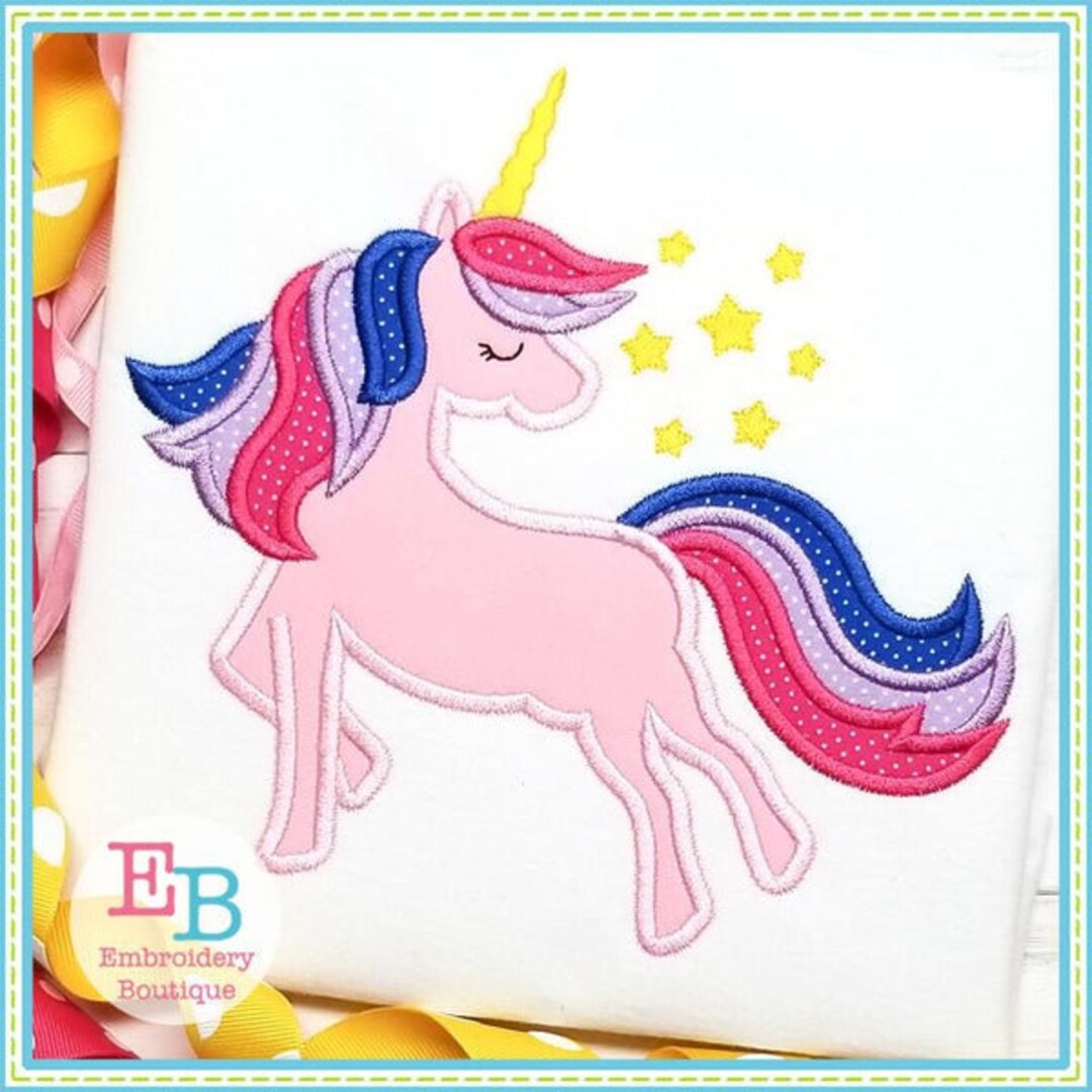 Whimsical Unicorn Satin Applique, INSTANT DOWNLOAD, Multiple Sizes ...
