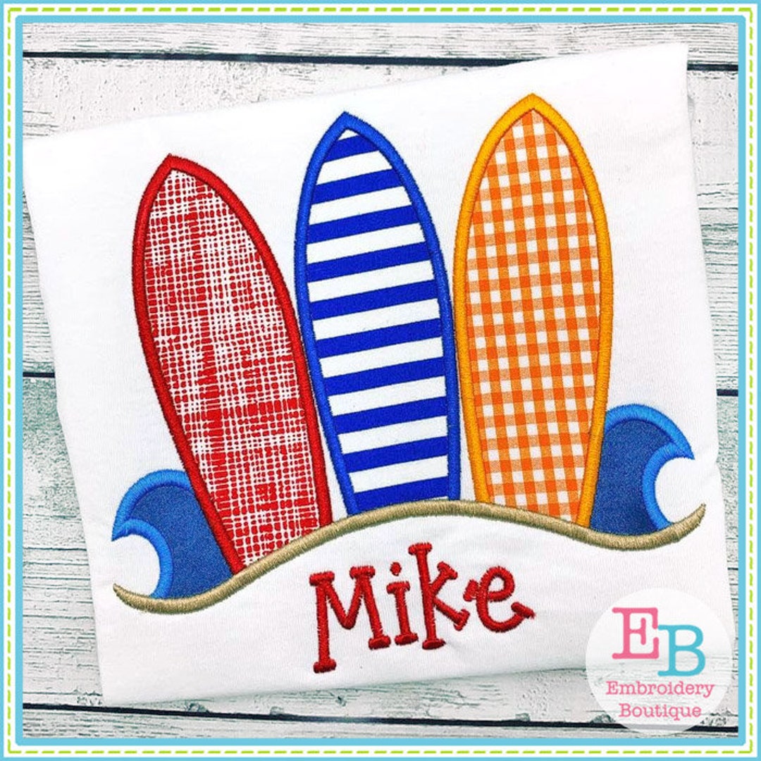 3 Surfboards With Sand Satin Applique, INSTANT DOWNLOAD, Multiple Sizes ...