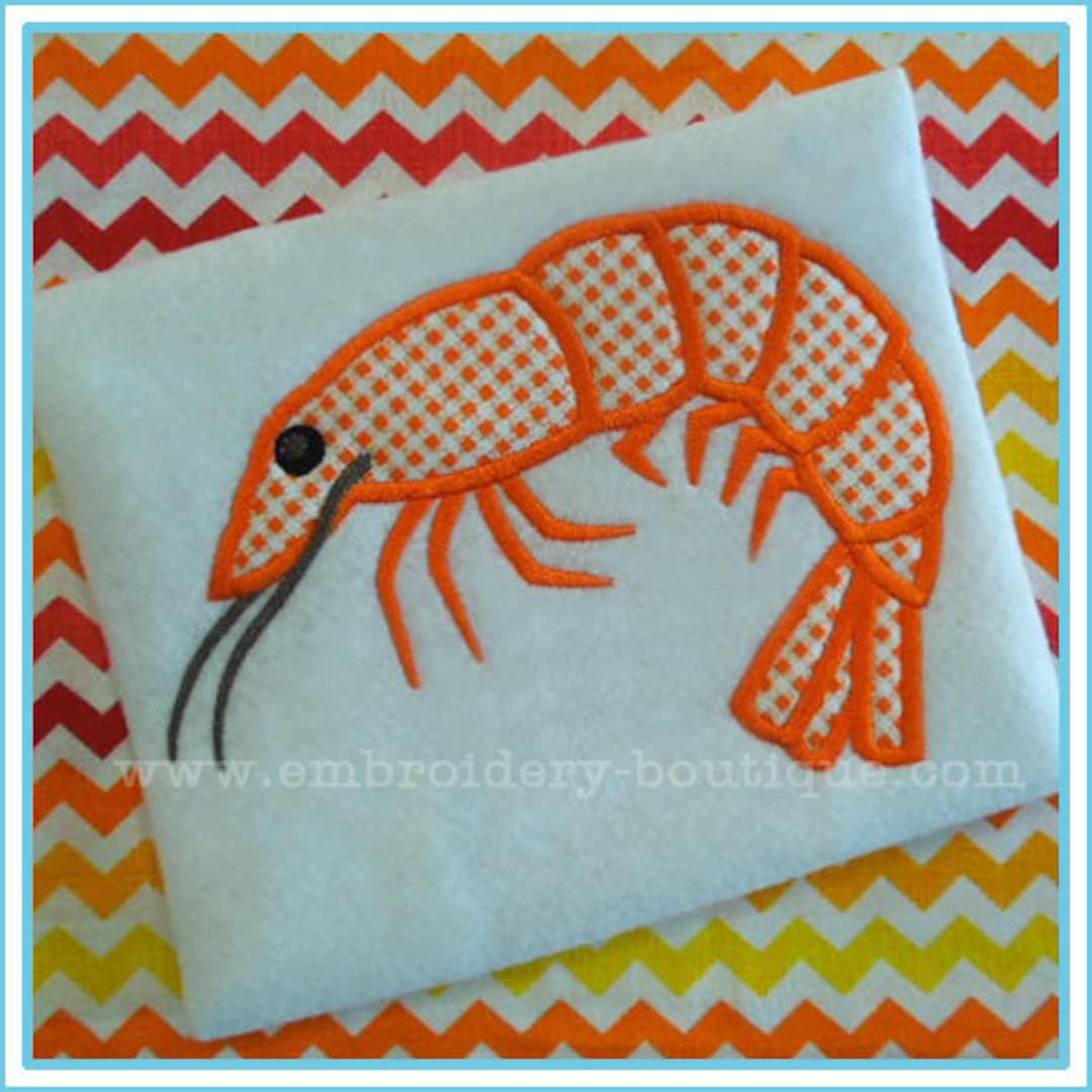 Shrimp 2 Applique, INSTANT DOWNLOAD, Multiple Sizes & Formats, Machine ...