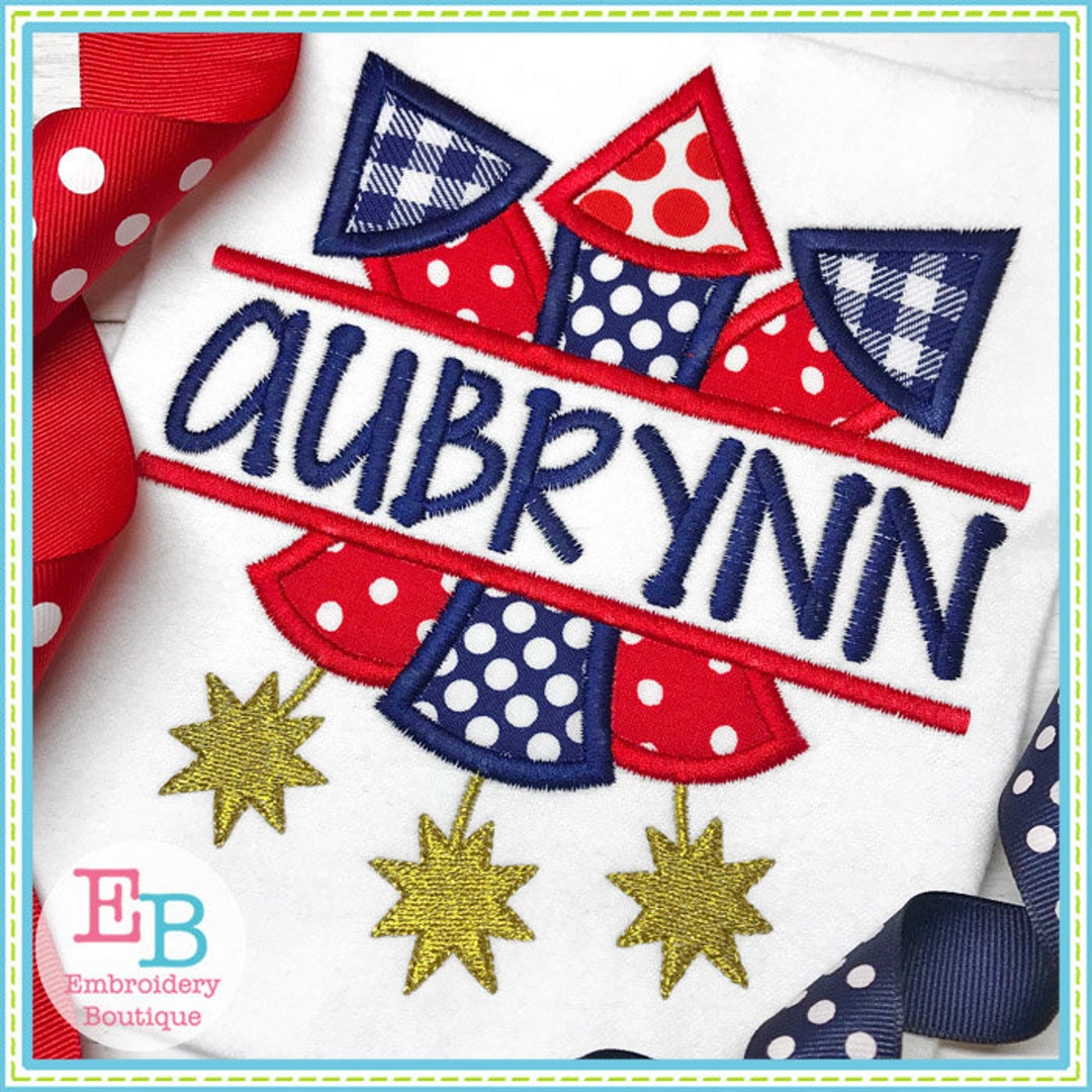 3 Fireworks Split Applique, 4th July Rocket Design, INSTANT DOWNLOAD ...