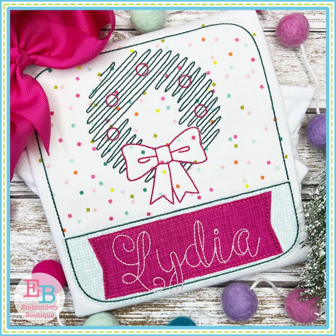 Scribble Wreath Applique Patch, INSTANT DOWNLOAD, Multiple Sizes ...