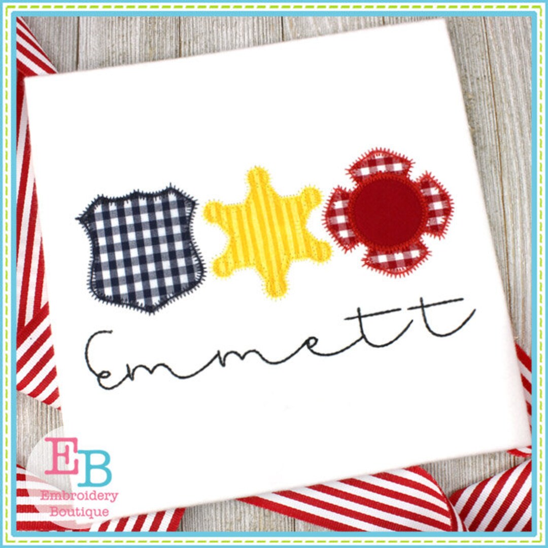 Badge Trio Applique: First Responder Machine Embroidery Design (digital ...