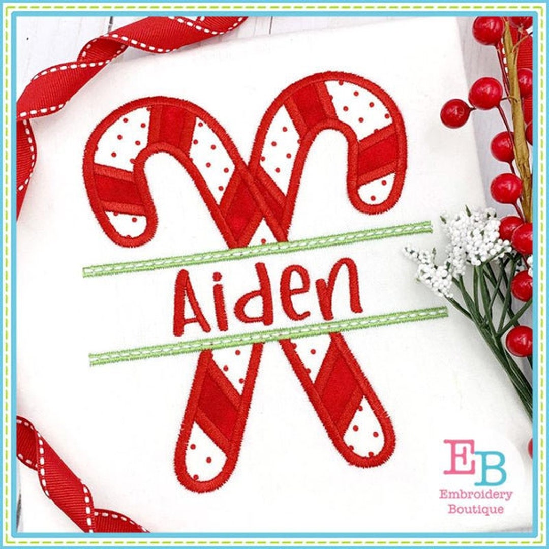 Split Candy Canes Applique: Christmas Embroidery Design (digital File ...
