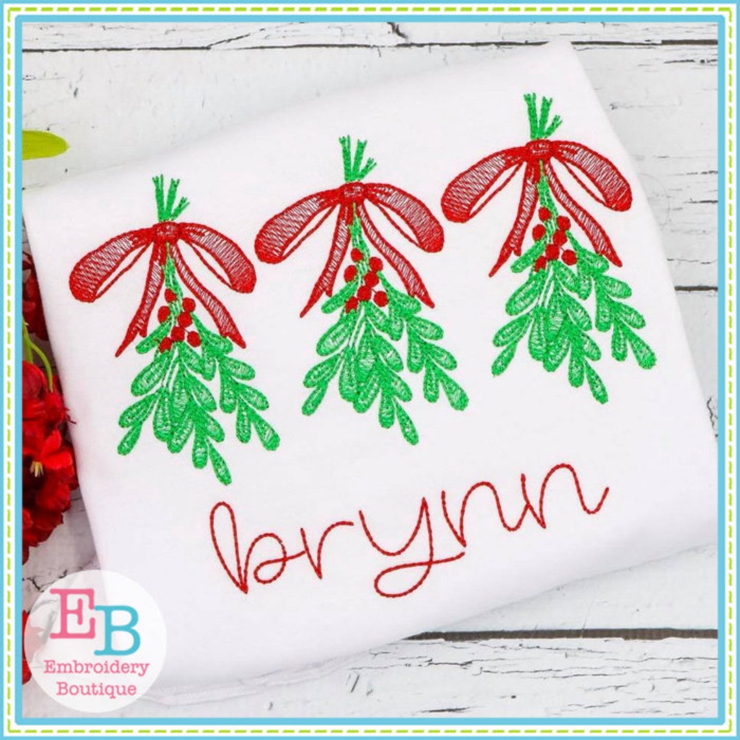 Mistletoe Trio Embroidery Design, INSTANT DOWNLOAD, Multiple Sizes ...