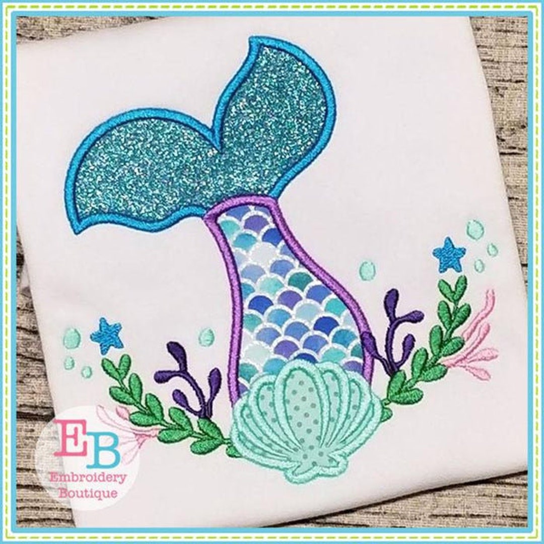 Mermaid Tail Swag Applique, INSTANT DOWNLOAD, Multiple Sizes & Formats ...