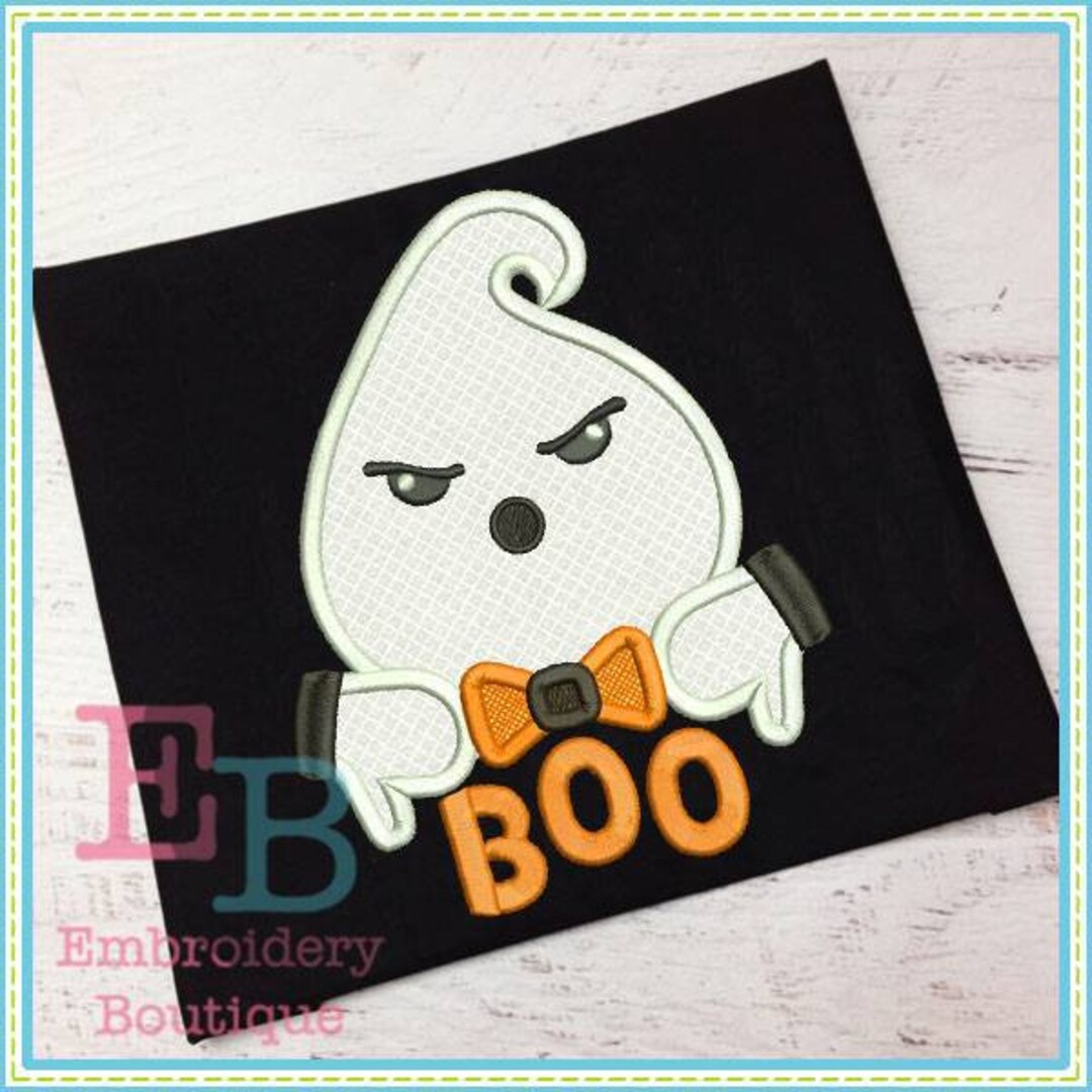 Boo Ghost Applique, INSTANT DOWNLOAD, Multiple Sizes & Formats, Machine ...