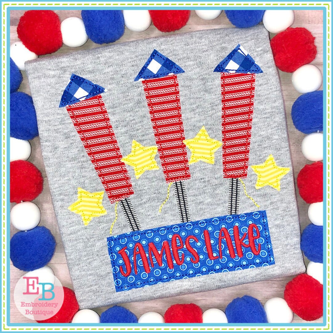 Firework Trio Bean Applique, 4th July Design, INSTANT DOWNLOAD ...