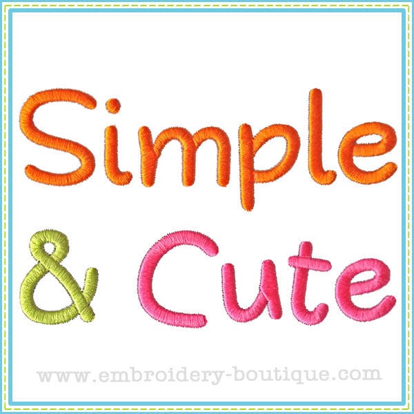 Simple and Cute Embroidery Font, INSTANT DOWNLOAD, Multiple Sizes and ...