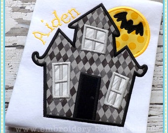 Haunted House Machine Applique Design Halloween Embroidery Pattern - Etsy